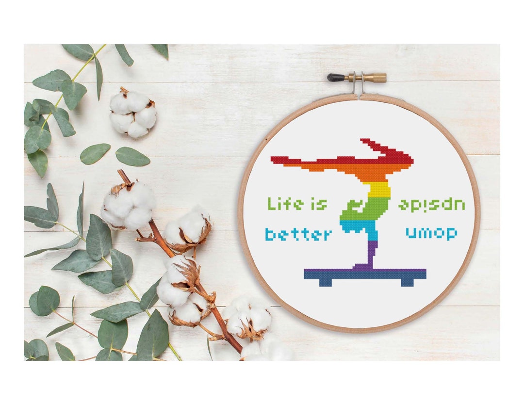 Gymnastics Cross Stitch Pattern, Handstand Cross Stitch Chart, Life is ...
