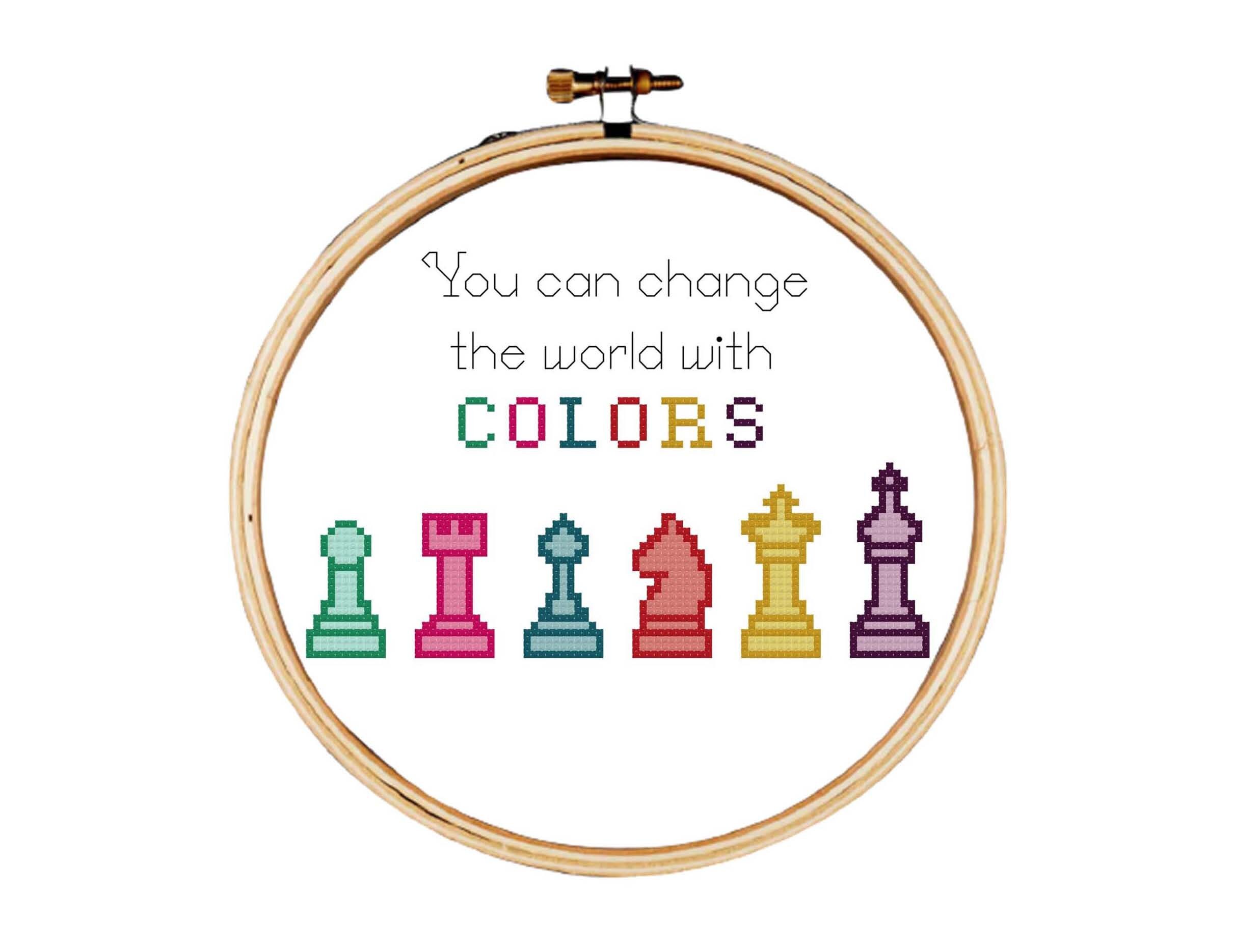 Chess Cross Stitch Pattern Colored Chess Pieces Cross Stitch - Etsy