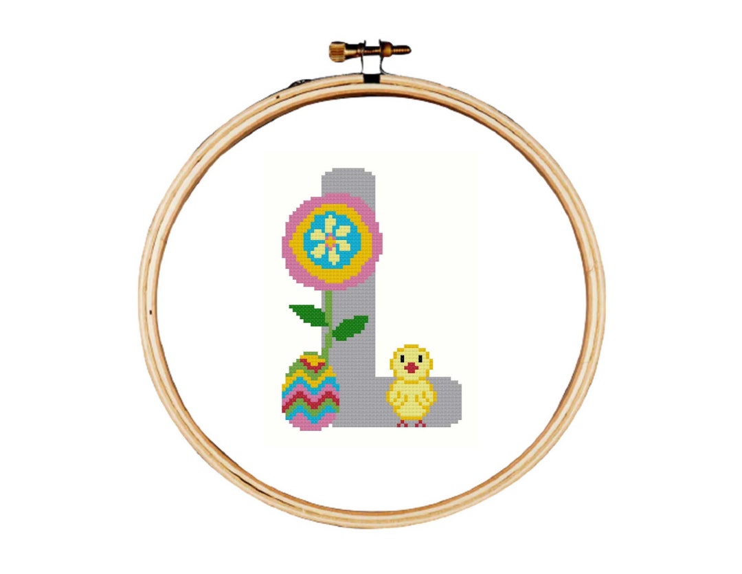 Easter Cross Stitch Pattern, Alphabet Cross Stitch Pattern, Letter L ...