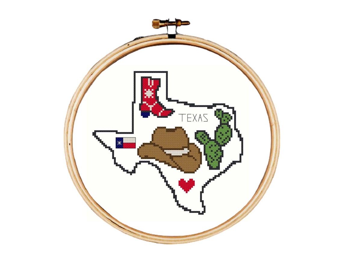 Texas Cross Stitch Pattern Texas Map Cross Stitch Pattern - Etsy