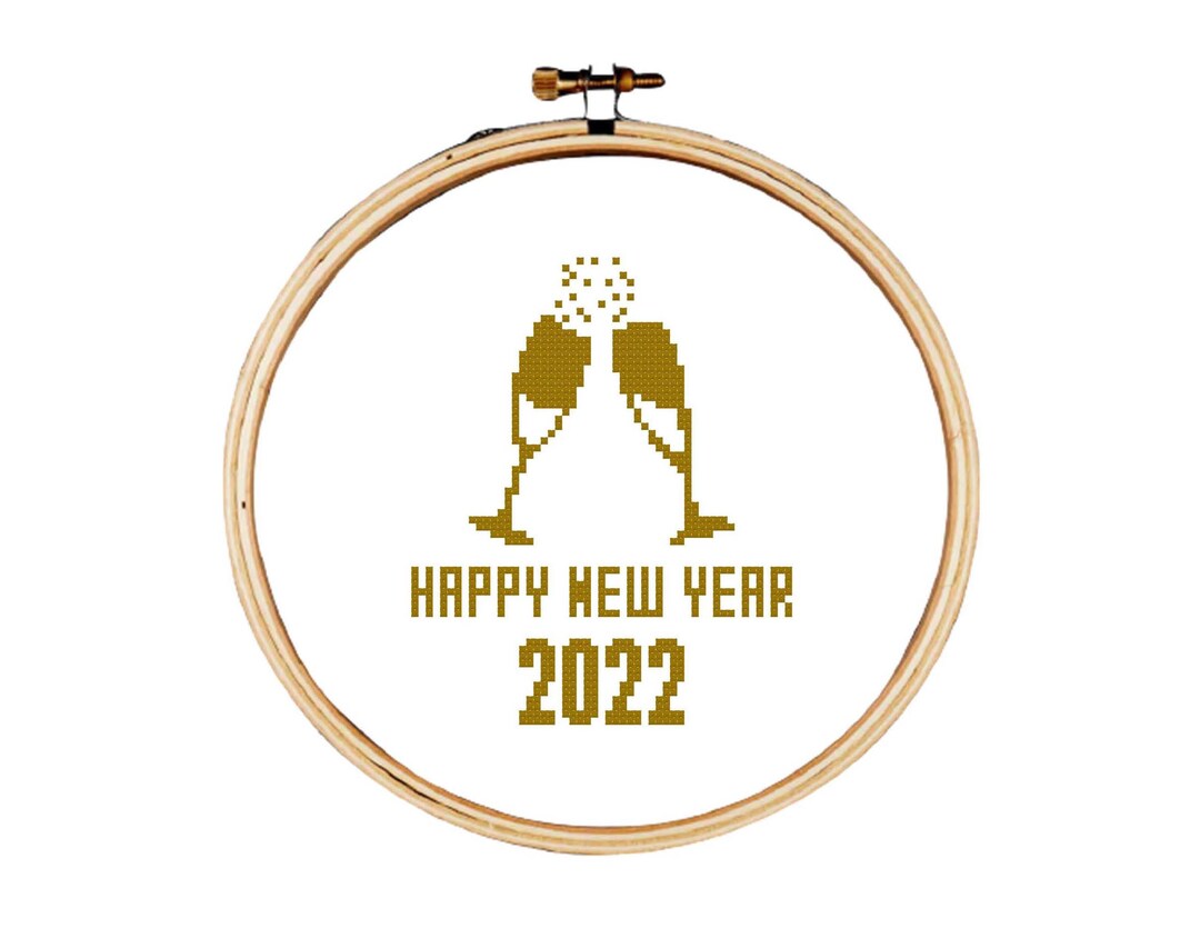 Happy New Year Cross Stitch Pattern Happy New Year 2022 Cross - Etsy