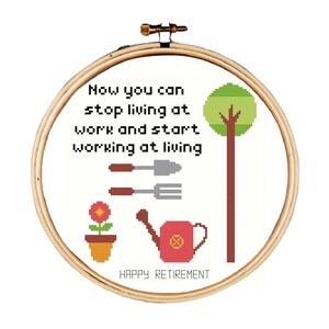 Retirement Cross Stitch Pattern, Happy Retirement Cross Stitch Pattern ...