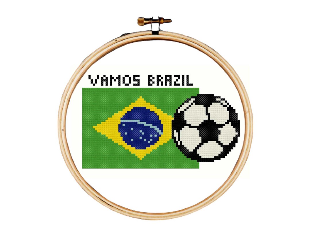 Football Cross Stitch Pattern, Brazil Cross Stitch Pattern, a Football ...