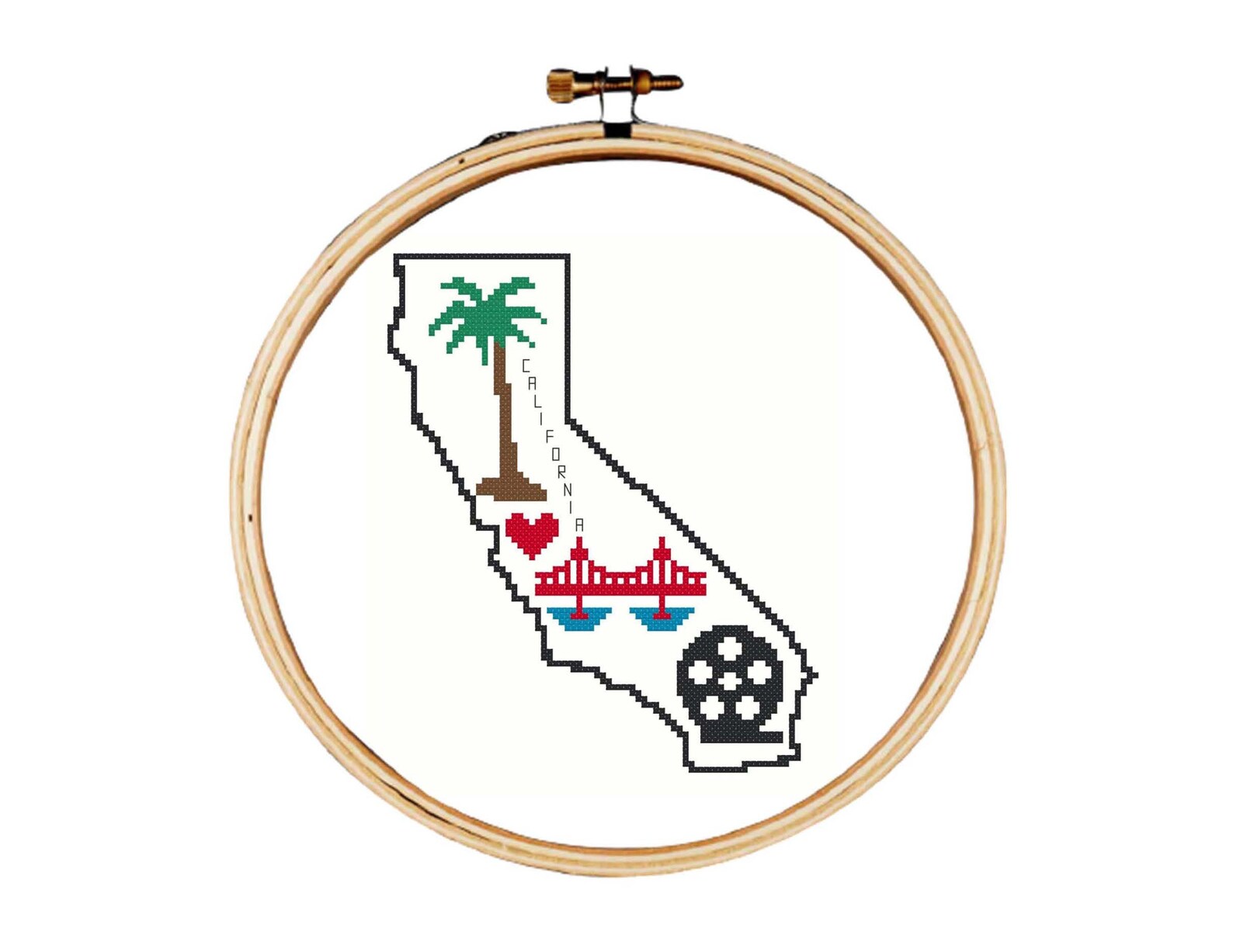 California Cross Stitch Pattern, California Map Cross Stitch Pattern ...