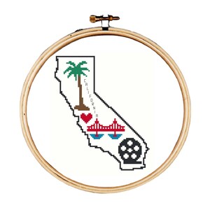 California Cross Stitch Pattern, California Map Cross Stitch Pattern ...