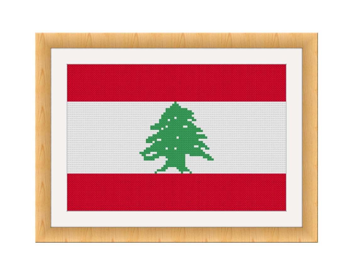 Lebanon Flag Cross Stitch Pattern / Lebanese Flag Cross Stitch - Etsy