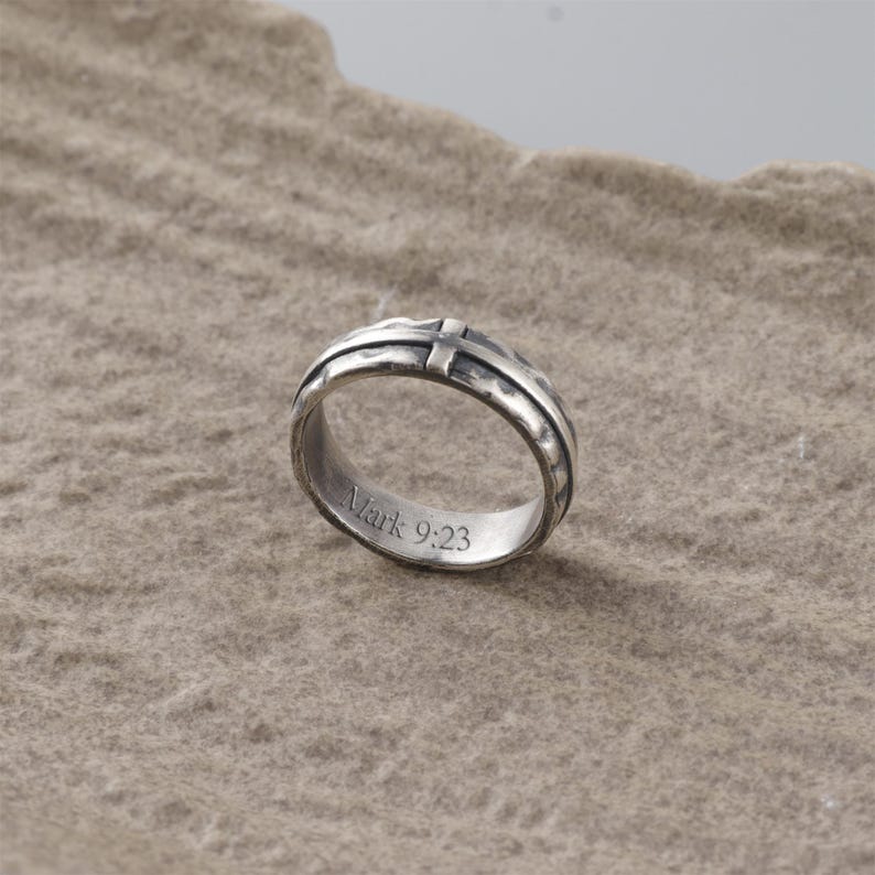 925 Sterling Silver Oxidized Cross Band Ring - Etsy UK