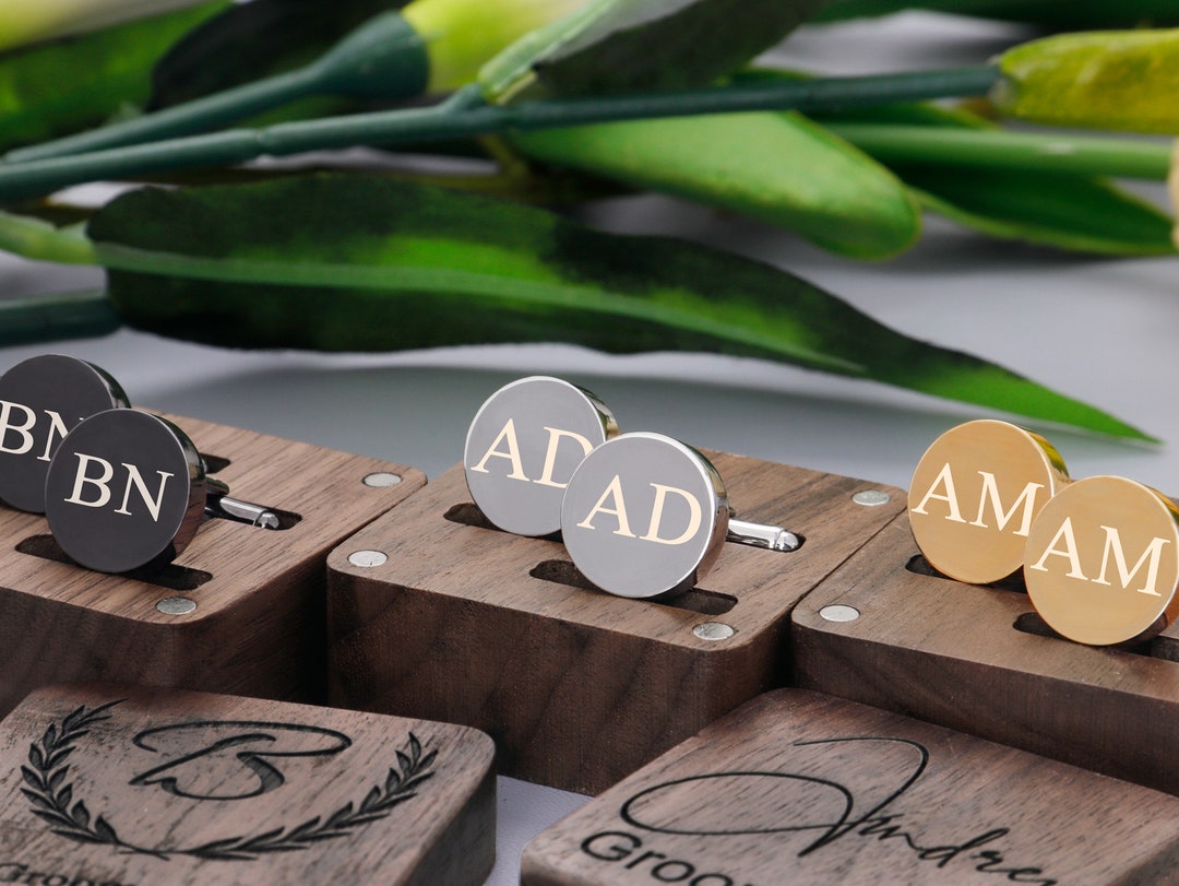 Metal Cufflinks, Personalized Wedding Day Cuff Links Gift for Groom Dad ...