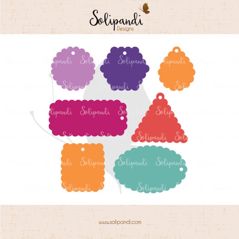 Scalloped Labels/tags Bundle With & Without Hole SVG and DXF Cut Files ...