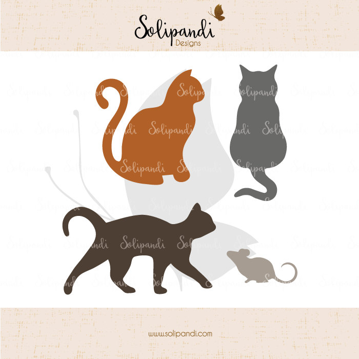 Cats and Mouse SVG and DXF Cut Files for Cricut, Silhouette, Die Cut ...