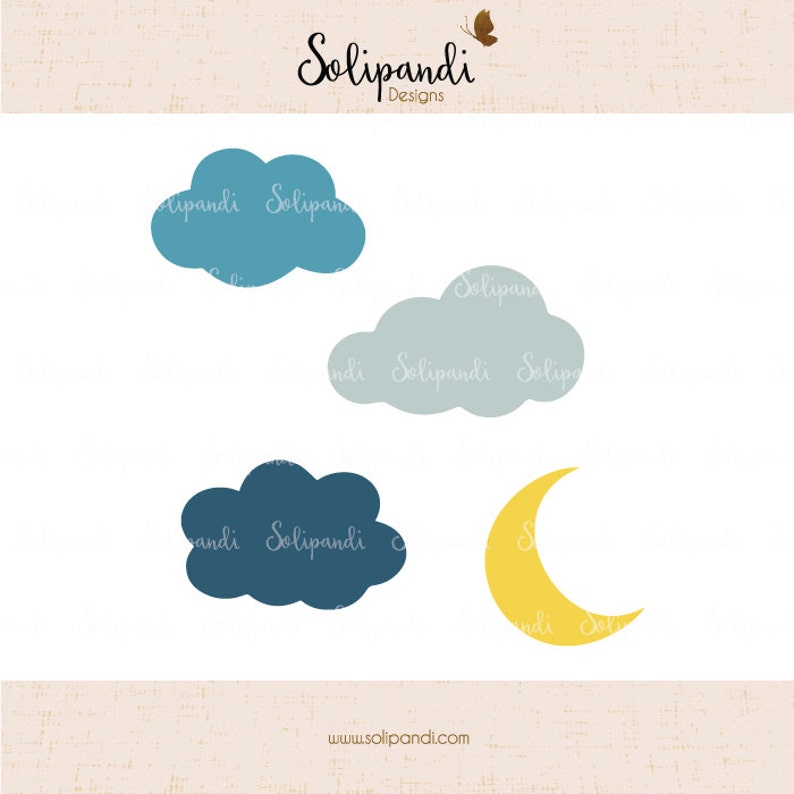 Clouds and Moon SVG and DXF Cut Files for Cricut - Etsy