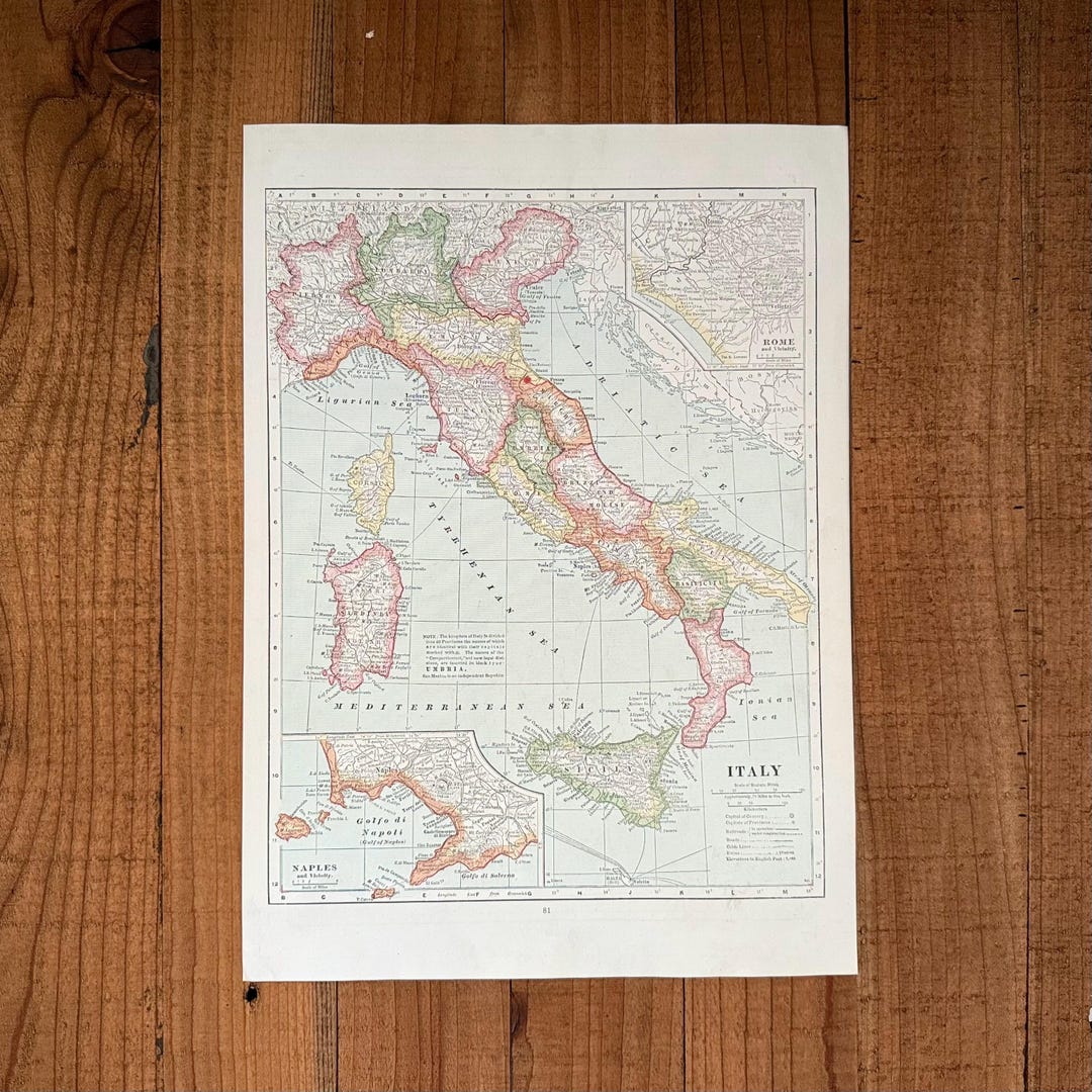 1917 Italy & Russia Map Print! WWI Era Antique Atlas Page - Etsy