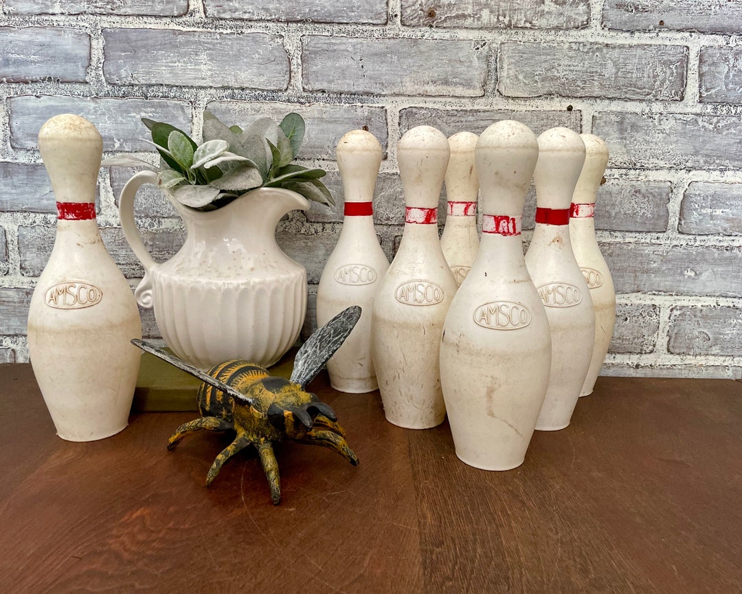 AMSCO Toy Plastic Bowling Pins! Set of Seven Plastic Pins! Yard Bowling ...