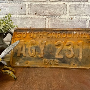 1972 South Carolina License Plate! AGY 231! Rusty Patina! Vintage Car ...