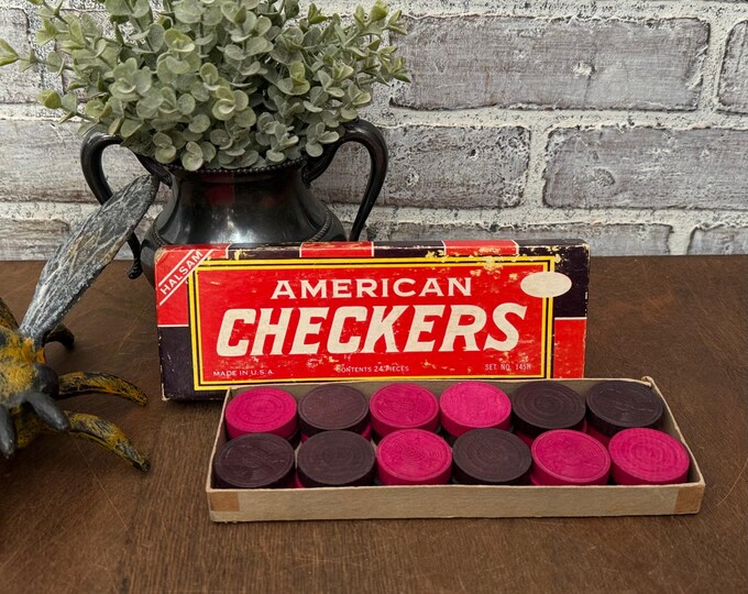 Wooden American Checkers With Original Box! Vintage Checkers! Game Room ...