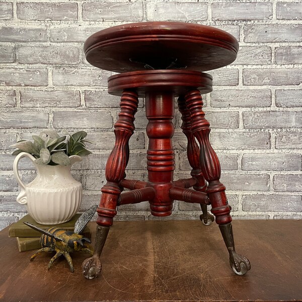 Piano Stool With Glass Ball Claw Feet - Etsy