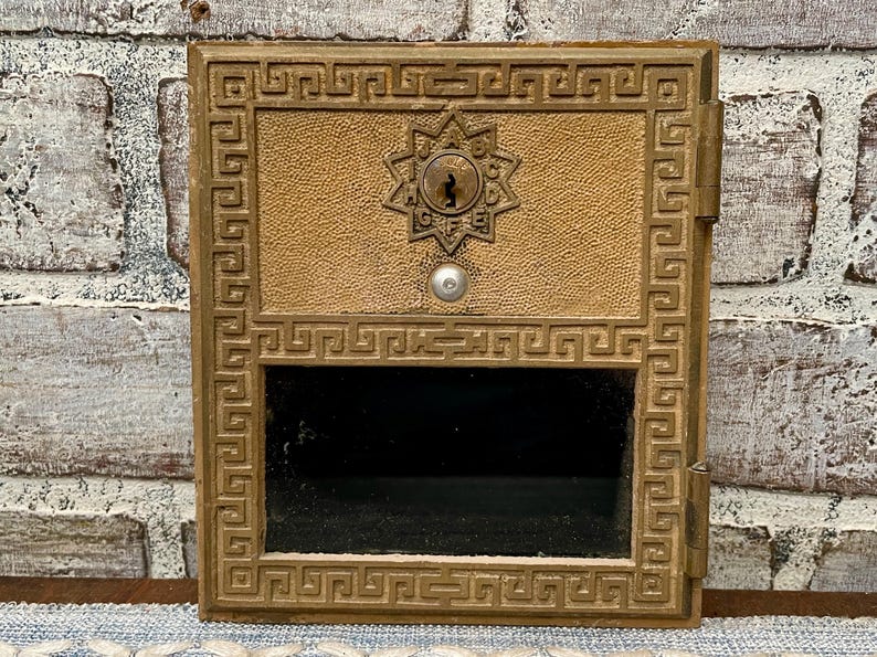 1960s Gold Metal Mailbox Door: Greek Key Art Deco Decor - Etsy