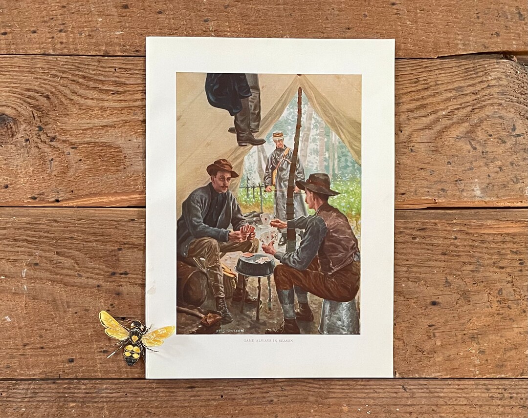 1910 Hunting Camp Lithograph Print: Antique Cabin Decor - Etsy