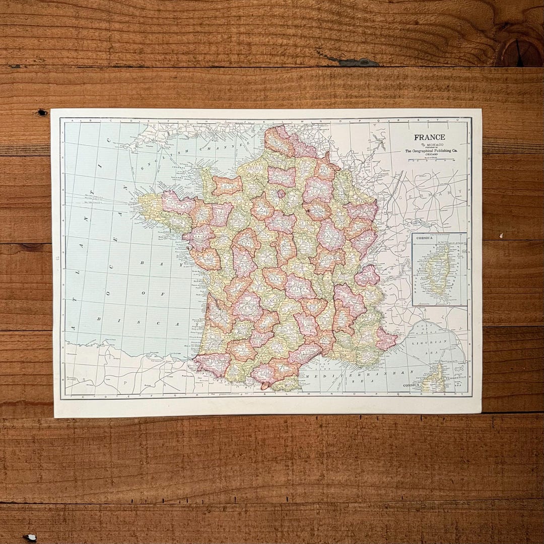 1917 France & Germany Map Print! WWI Era Antique Atlas Page - Etsy