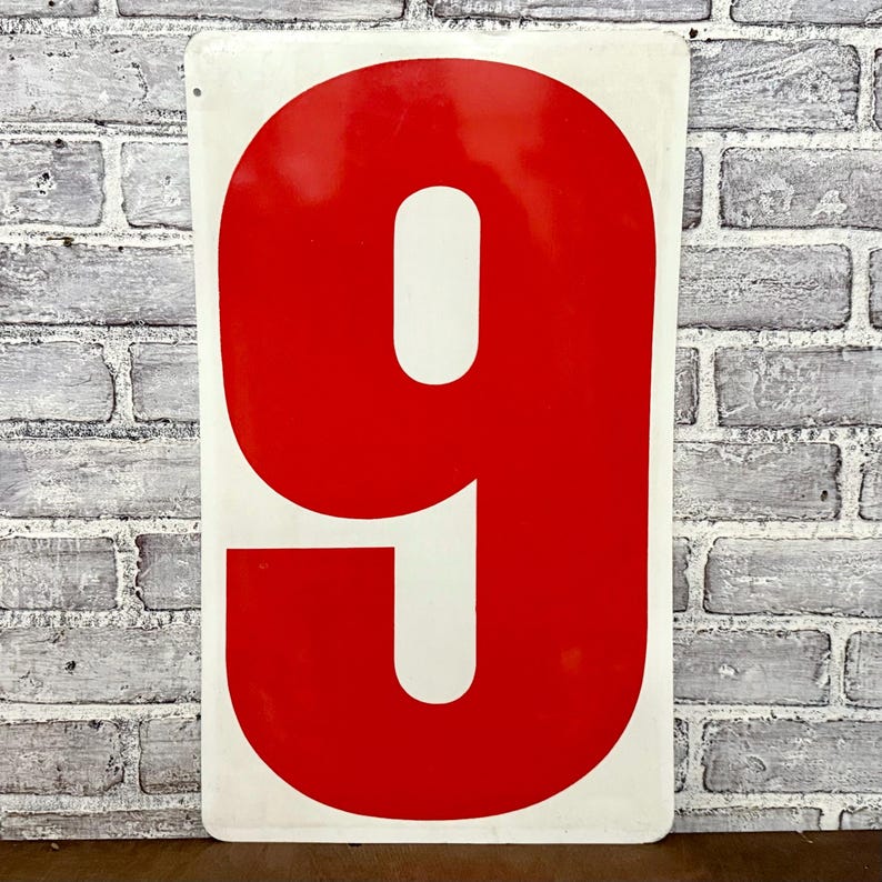 Two-sided Metal Gas Station Sign: Red & White Number Decor, Man Cave - Etsy