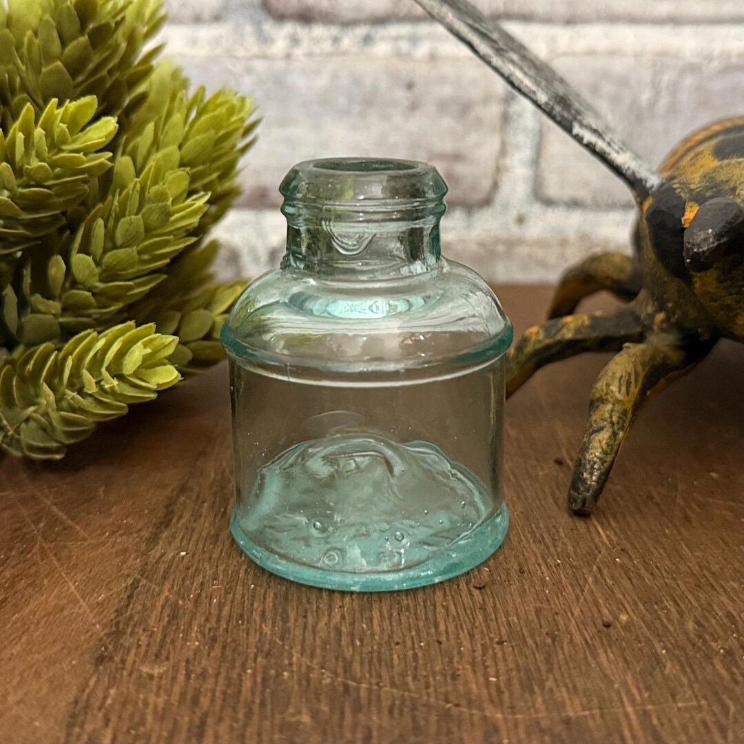 Carter’s Aqua Blue Glass Ink Bottle! Empty Ink Bottle! Antique Office ...
