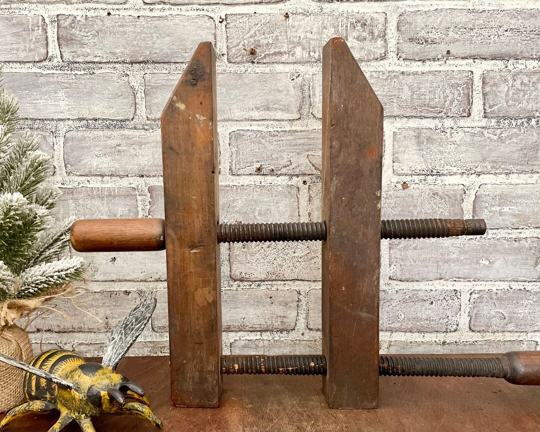 Early 1900s Hand Carved Wood Clamp Antique Double Screw - Etsy
