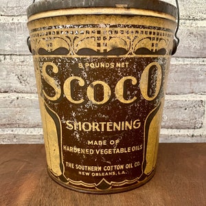 Art Deco Style Scoco Shortening Can! 8 Pound! Retro Kitchen! Neutral ...