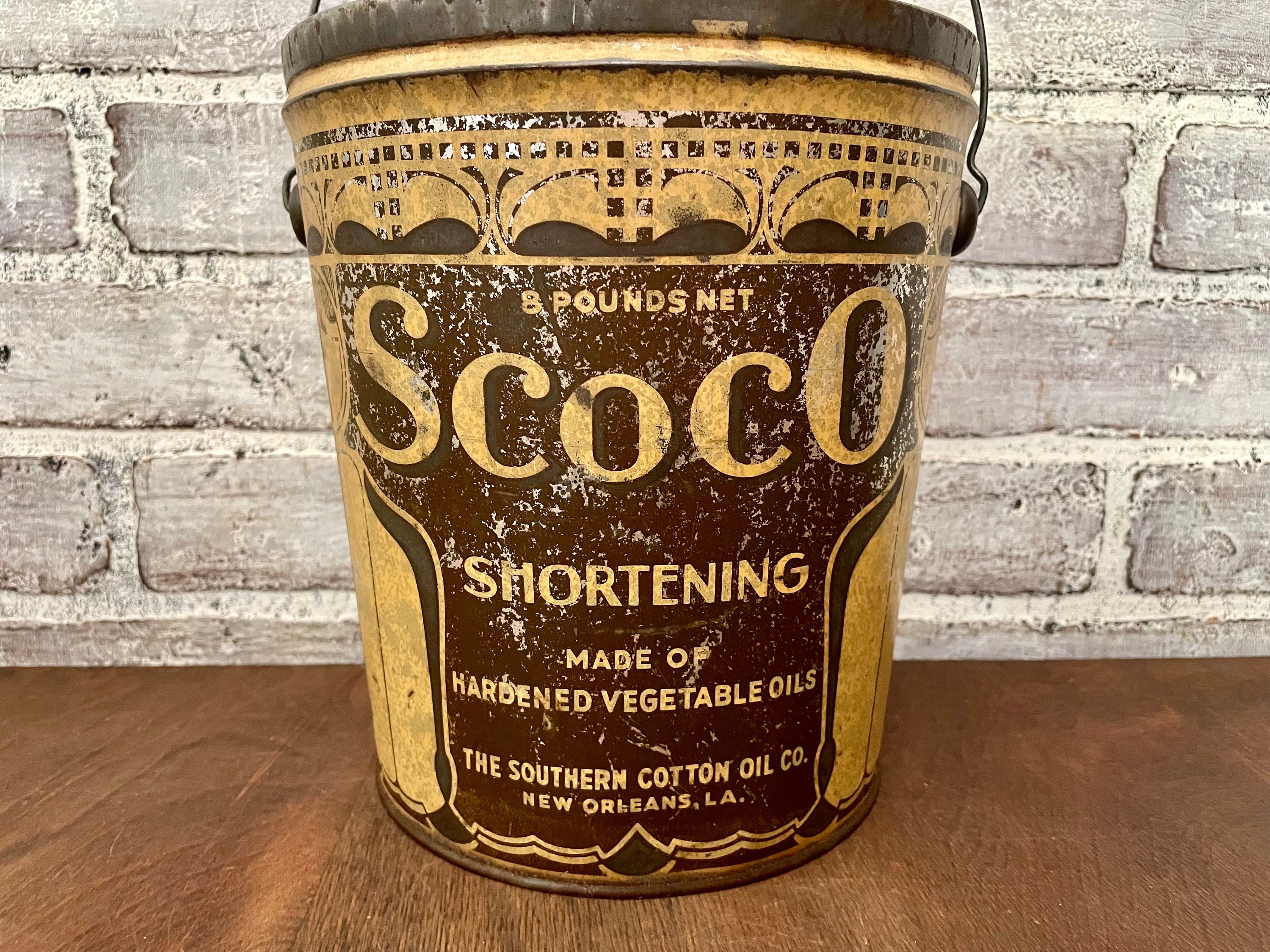Art Deco Style Scoco Shortening Can! 8 Pound! Retro Kitchen! Neutral ...