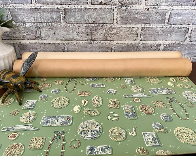 1955 Varlar Vintage Wallpaper! Architectural Salvage! Retro Green Wall ...