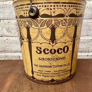 Art Deco Style Scoco Shortening Can! 8 Pound! Retro Kitchen! Neutral ...