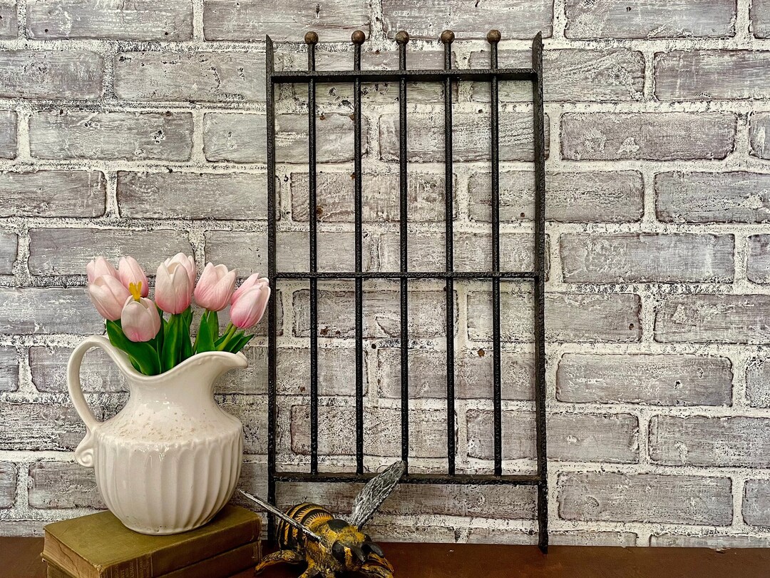 Tall Bankers Window Grill Heavy Black Coated Bars Architectural Salvage ...