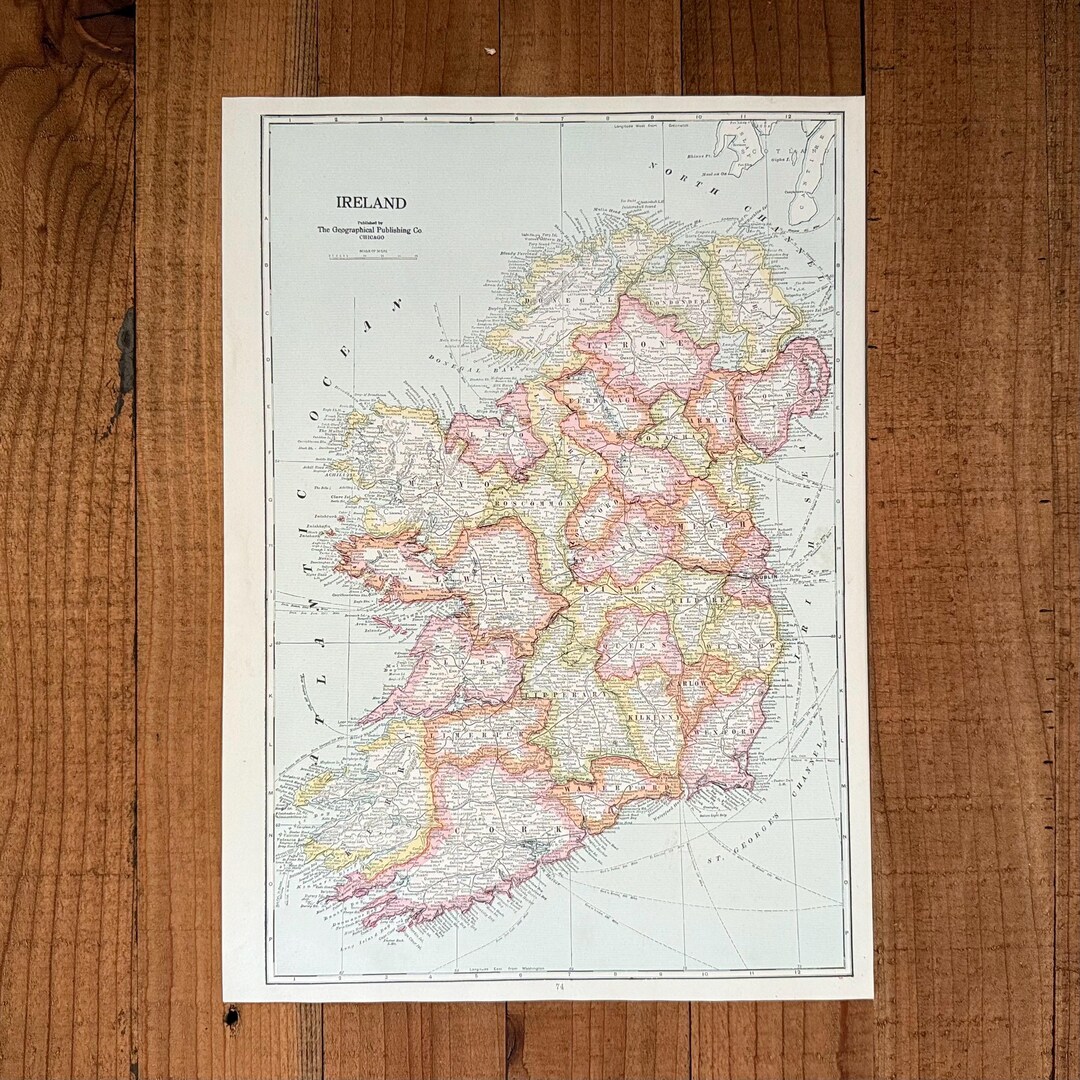 1917 Ireland & Scotland Map Print! WWI Era Antique Atlas Page - Etsy