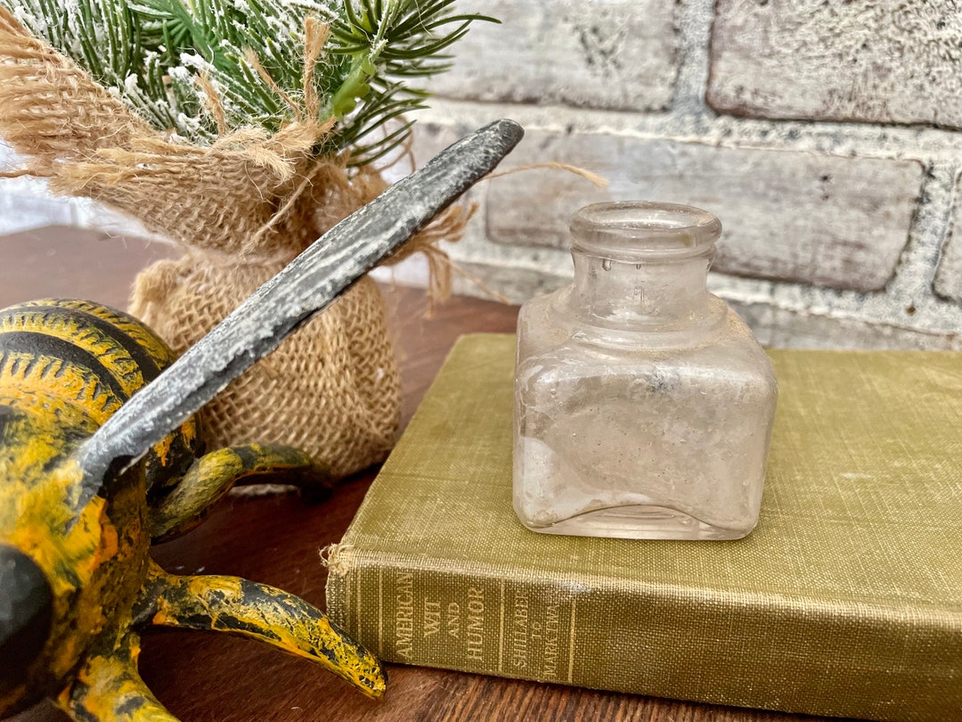 Glass Ink Bottle! Empty Clear Ink Bottle! Antique Office! - Etsy