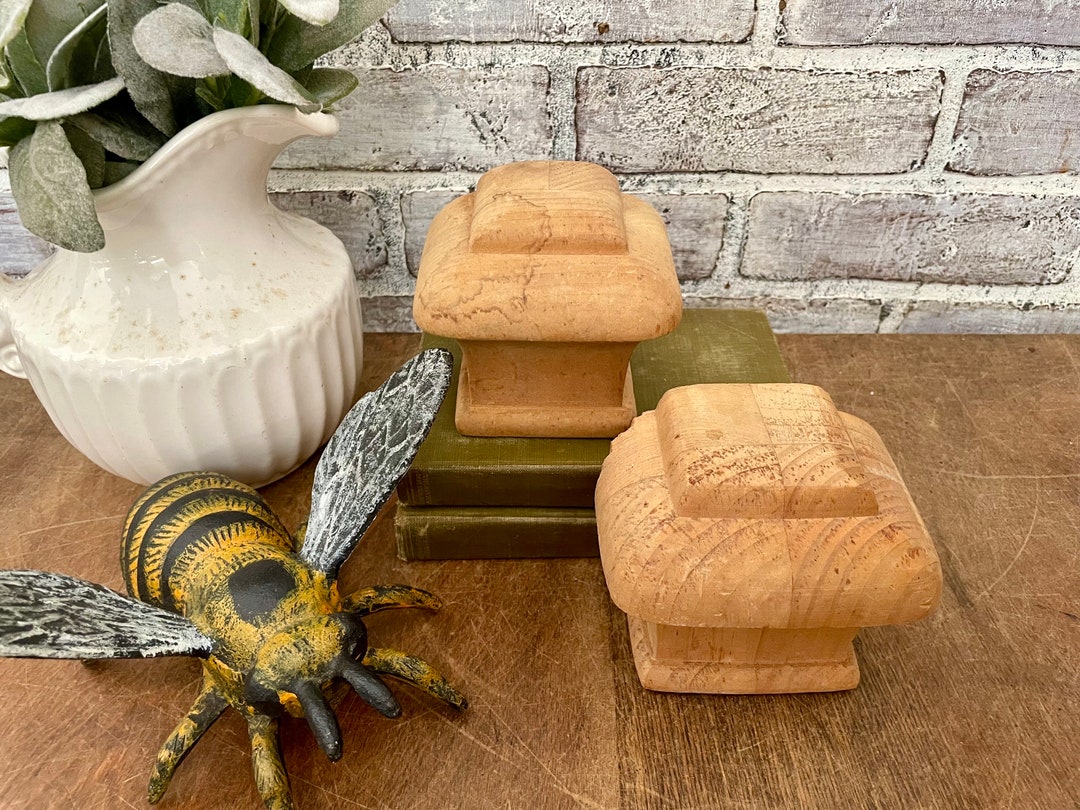 Furniture Finial Base Trim Pair Repurposed Flat Finial Salvage Wood ...