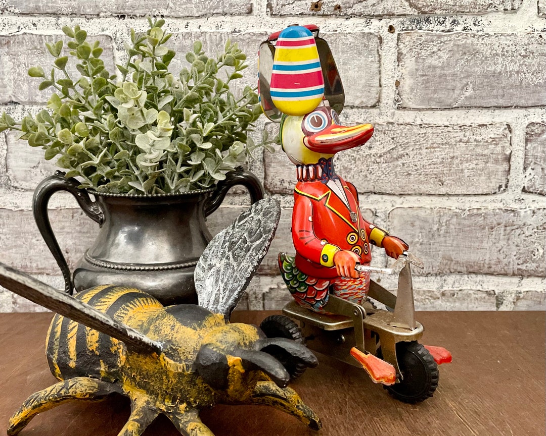 Duck Riding a Bike Mechanical Tin Toy! Vintage Toy! - Etsy