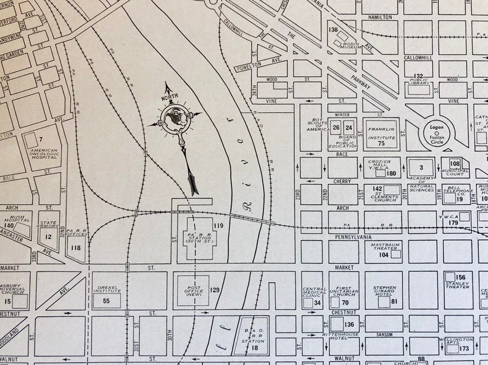 1930's Philadelphia Map: Black & White Antique City Print - Etsy