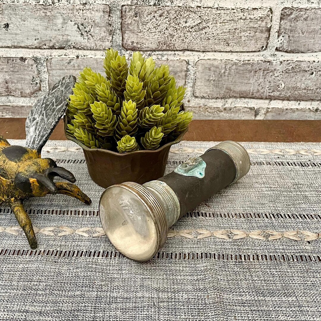 Eveready Spotlight Flashlight! Verdigris Patina! Vintage Lodge Decor ...