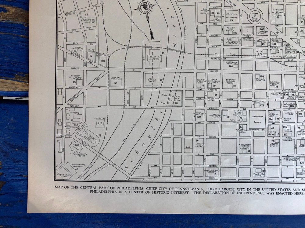 1930's Philadelphia Map: Black & White Antique City Print - Etsy