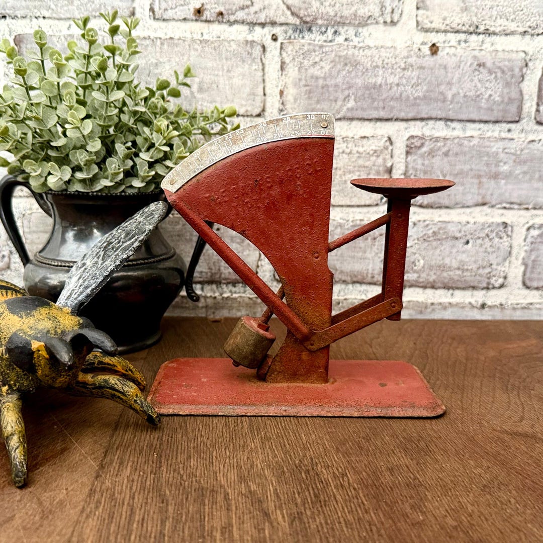 Red Egg Scale! the Oakes Mfg Co! Antique Farm Scale! Primitive Decor ...
