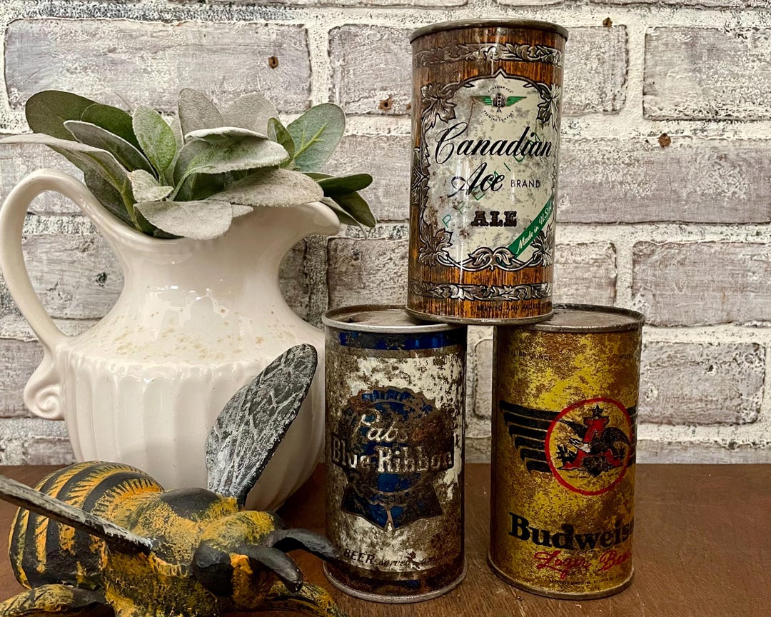 Old Rusty Beer Cans 1930s to 1960s Budweiser Pabst Blue Ribbon Canadian ...