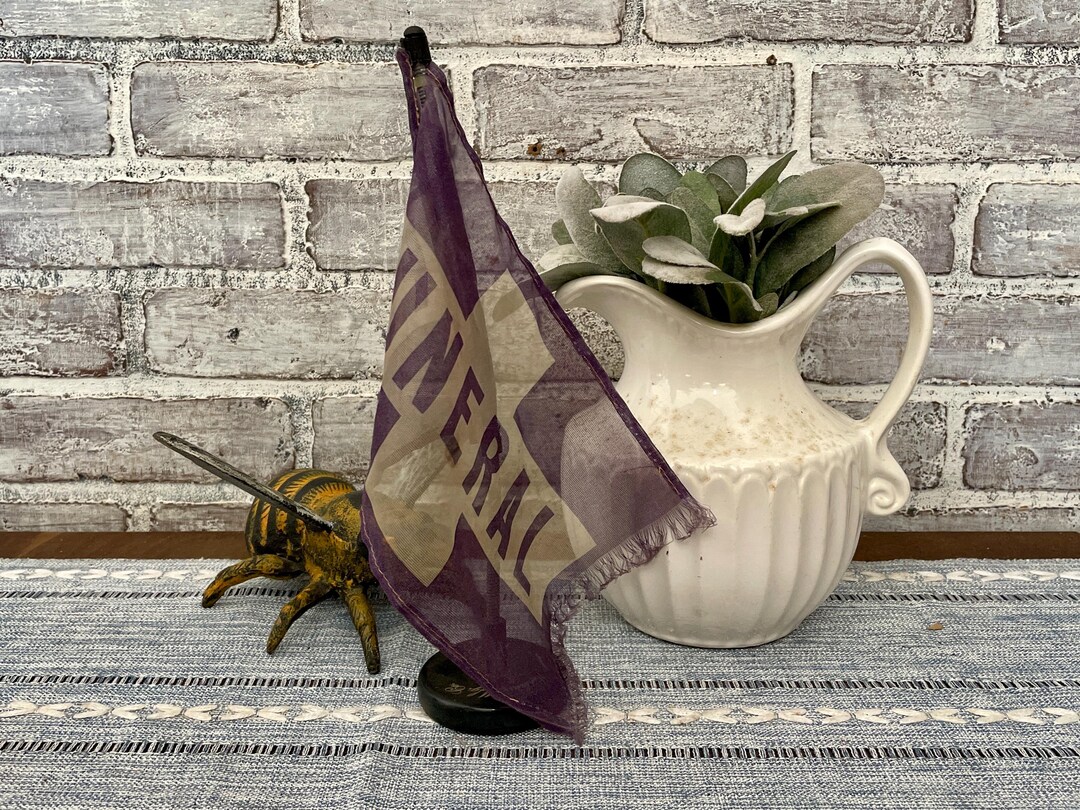 Blue & White Funeral Hearse Flag! Magnetic Base! 2 Sided! Vintage ...