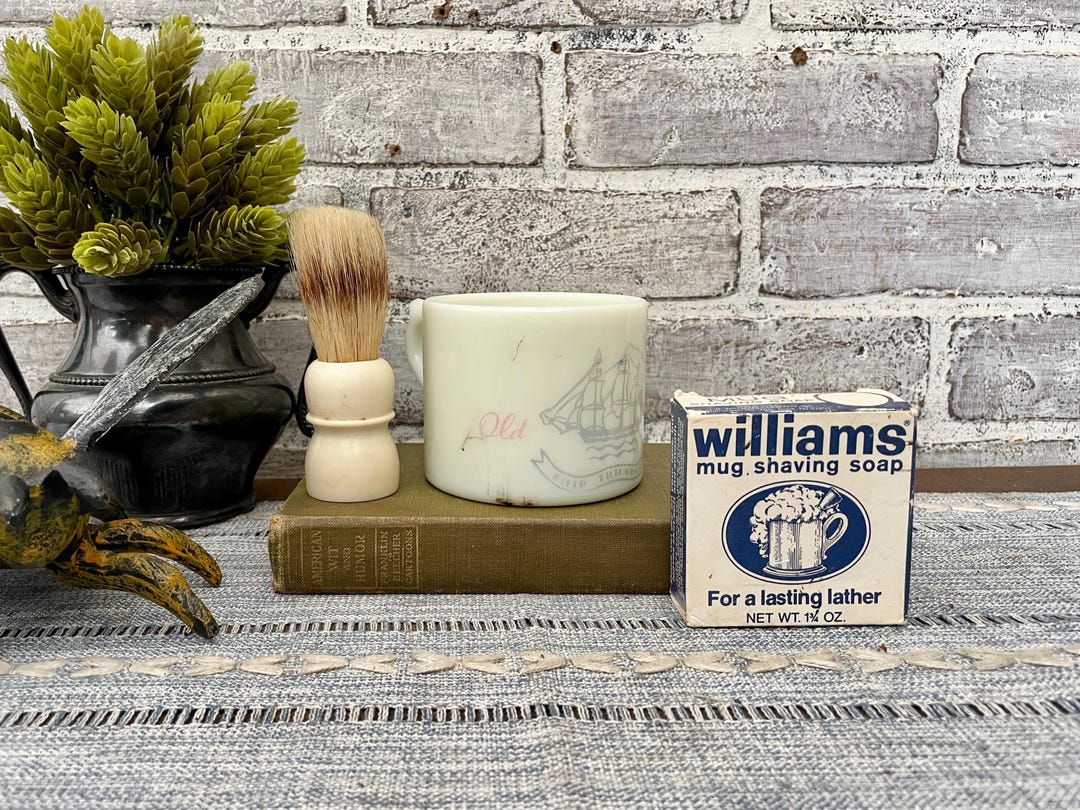 Vintage Old Spice Milk Glass Shaving Mug With Brush & Williams Soap - Etsy