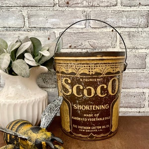 Art Deco Style Scoco Shortening Can! 8 Pound! Retro Kitchen! Neutral ...