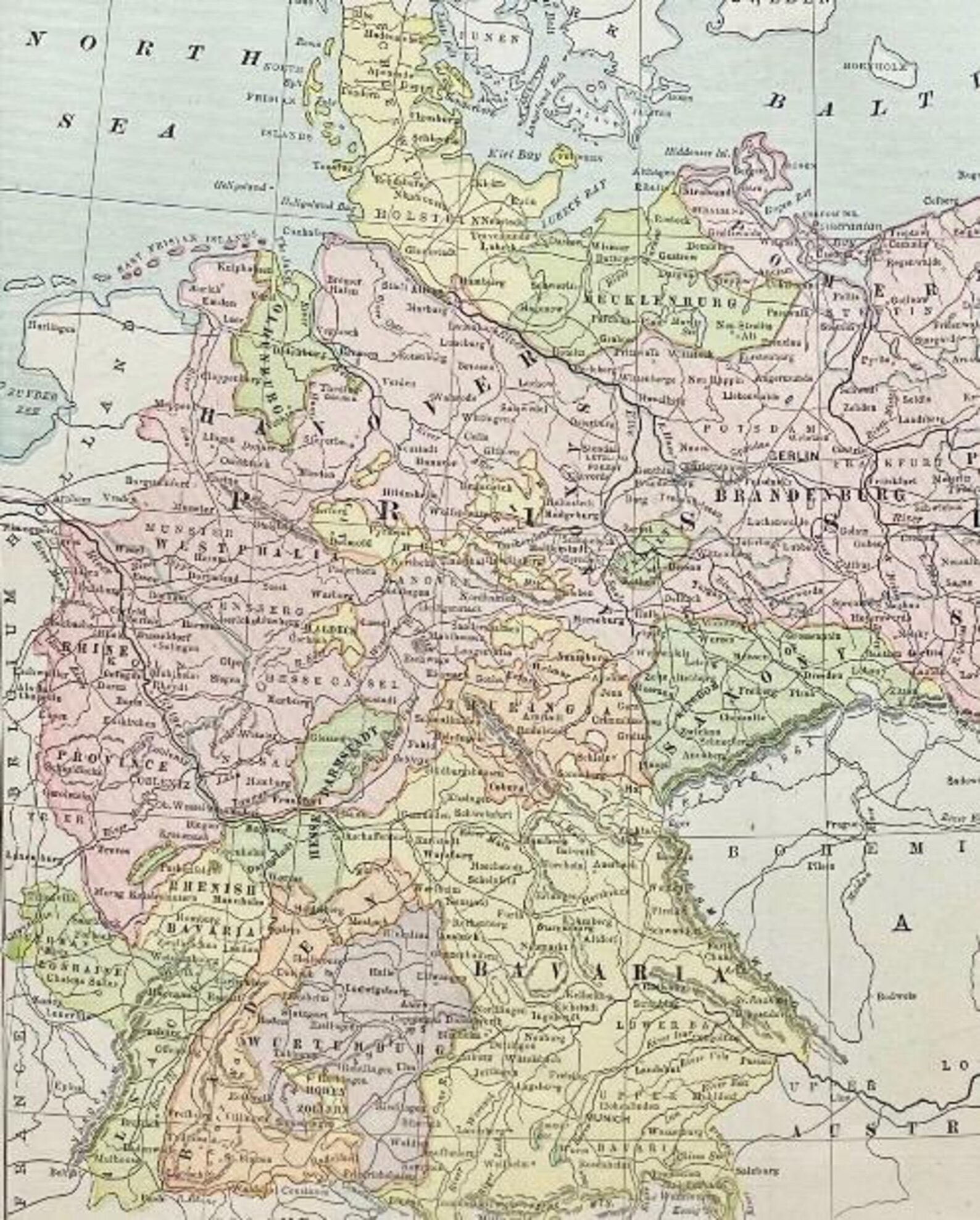 1887 Map of Austria and Germany: Antique Atlas Print - Etsy