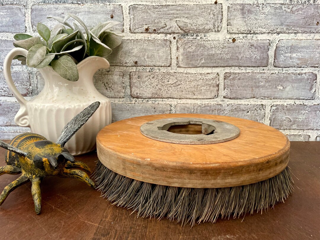 Circular Floor Brush Unique Riser Wooden Base Bristle Floor Cleaning ...