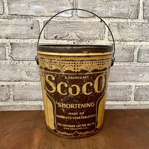 Art Deco Style Scoco Shortening Can! 8 Pound! Retro Kitchen! Neutral ...