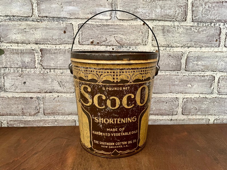 Art Deco Style Scoco Shortening Can! 8 Pound! Retro Kitchen! Neutral ...