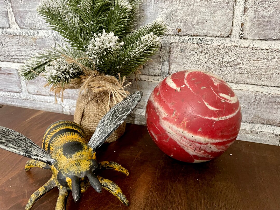 Duckpin Bowling Ball! Red and White Swirl Duckpin! Man Cave! Sports Bar ...