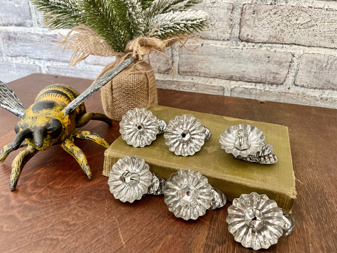 6 Silver Tin Christmas Clip on Tree Branch Candleholders Vintage ...