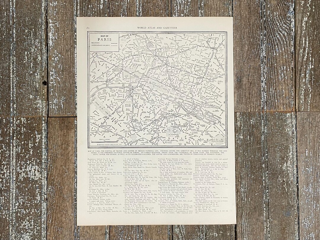 1930s Paris City Map: Vintage France Travel Decor - Etsy
